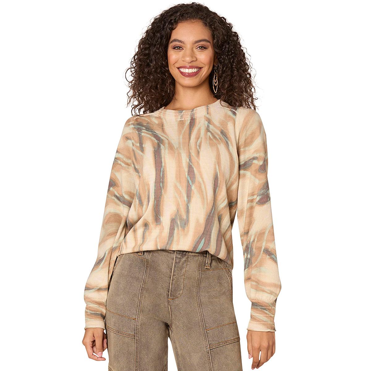 Click here for Womens Democracy Long Puff Sleeve Marbled Shirttai... prices