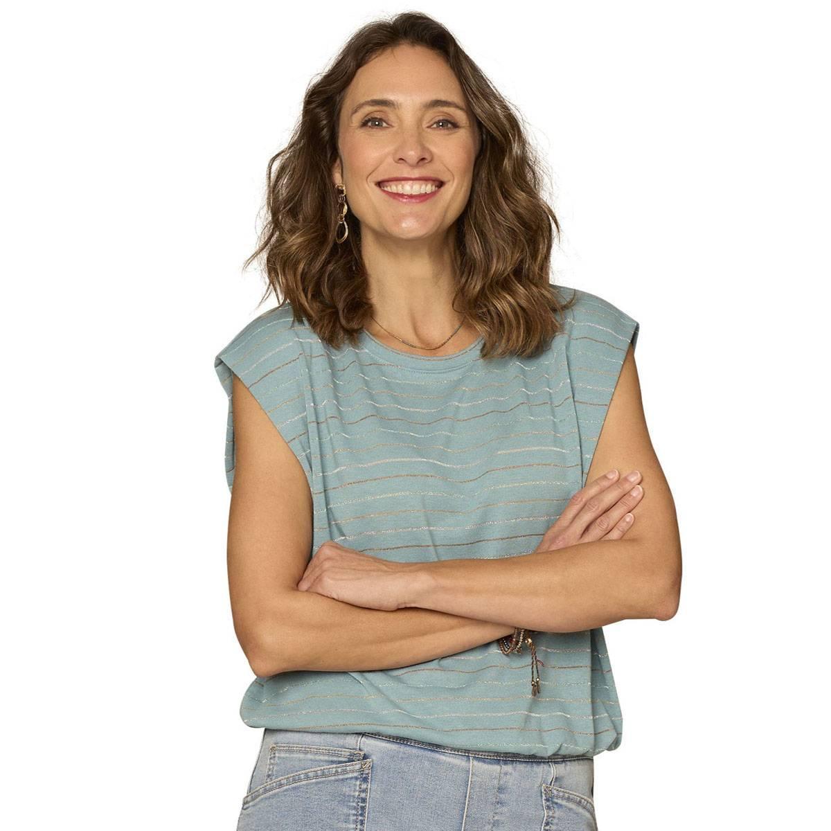 Click here for Womens Democracy Cap Sleeve Stripe Knit Blouse prices