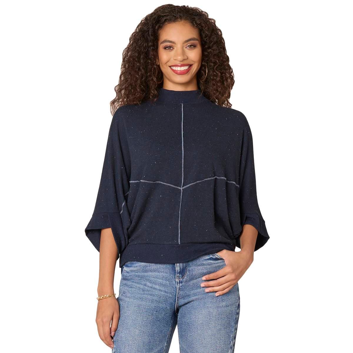 Click here for Womens Democracy Elbow Dolman Sleeve Mock Neck Spe... prices