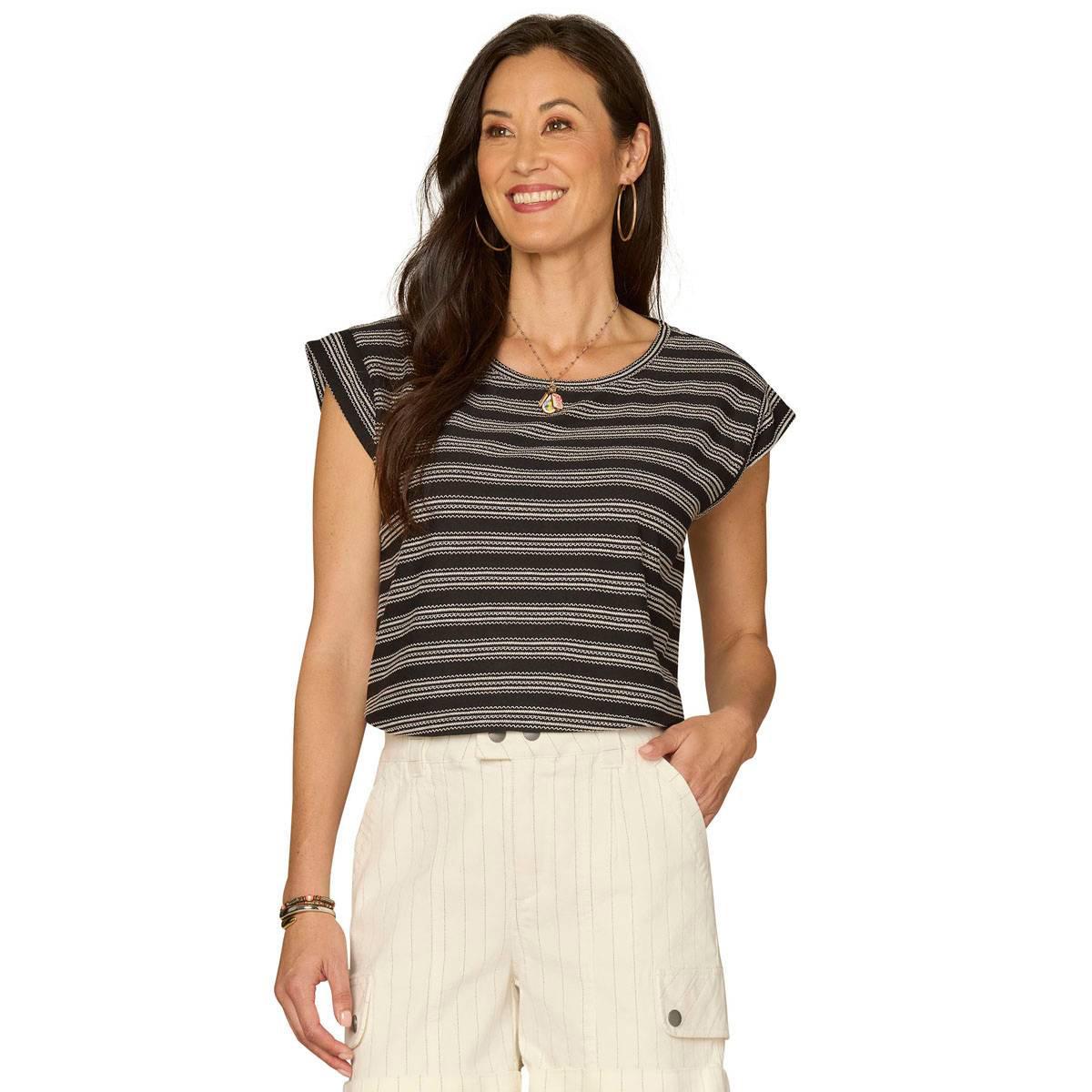 Click here for Womens Democracy Cap Sleeve Shirt Tail Hem Tee prices