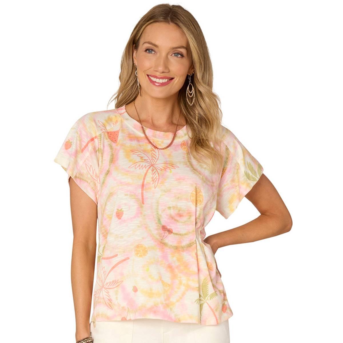 Click here for Womens Democracy Short Sleeve Side Pleat Topical A... prices