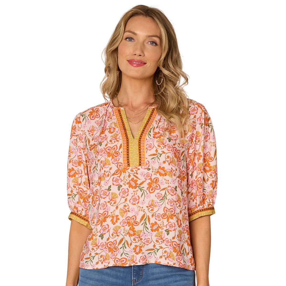 Click here for Womens Democracy Elbow Sleeve Split Neck Placement... prices