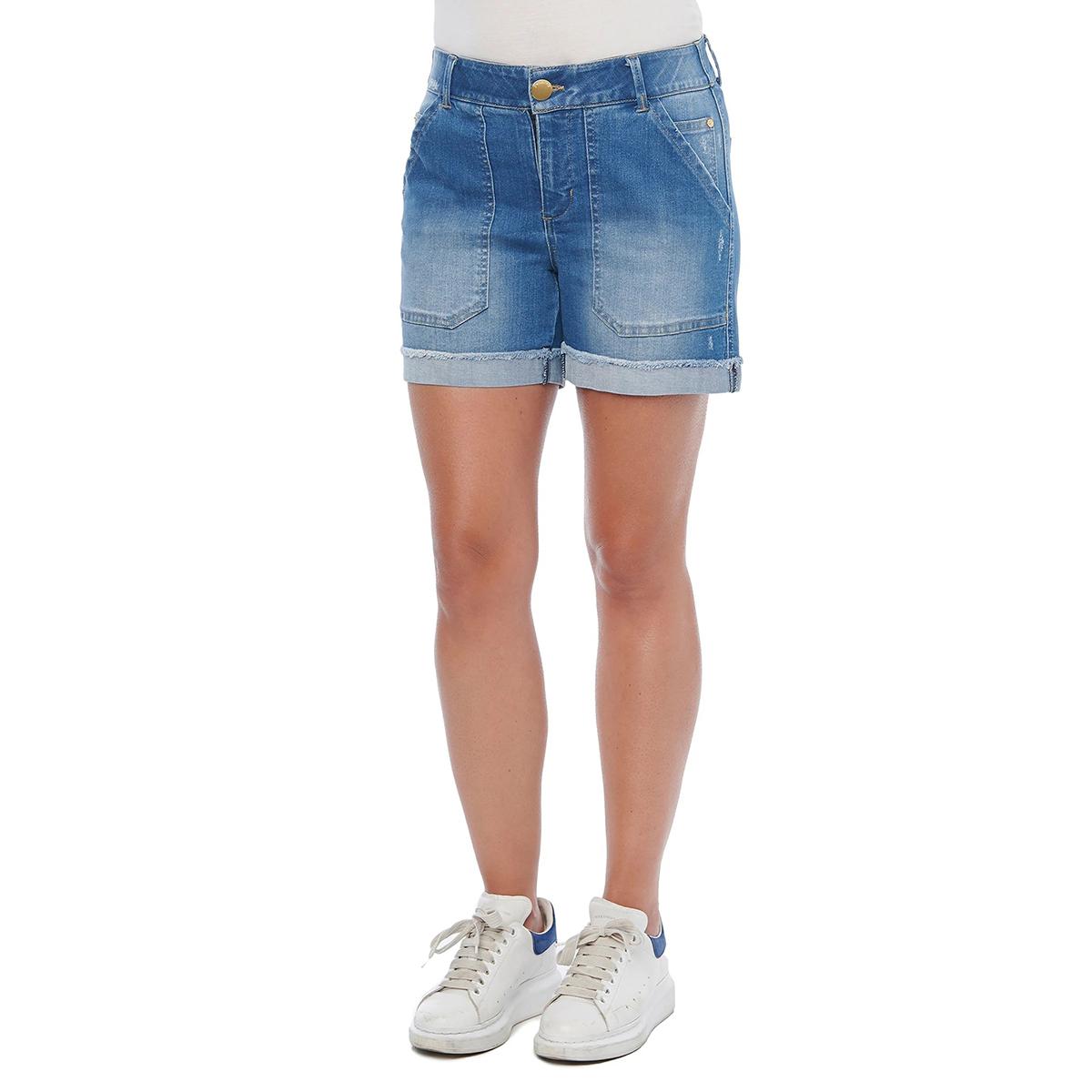 Democracy Womens Ab Solution High Rise Shorts - Mid Blue Vintage
