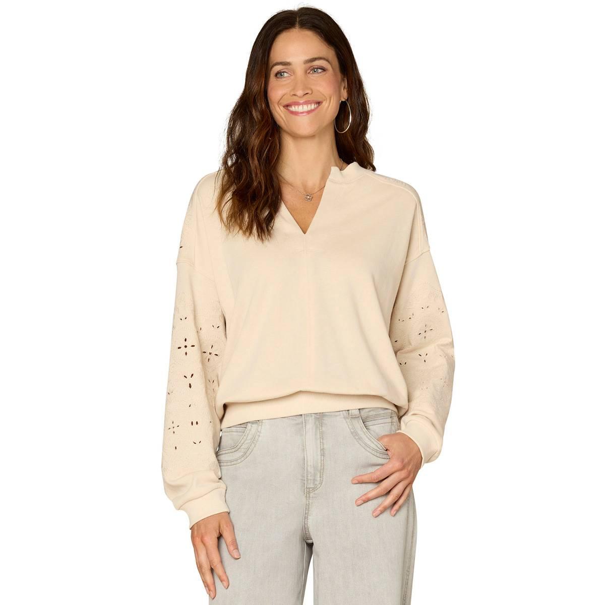 Click here for Womens Democracy Embroidered Blouson Sleeve Split... prices