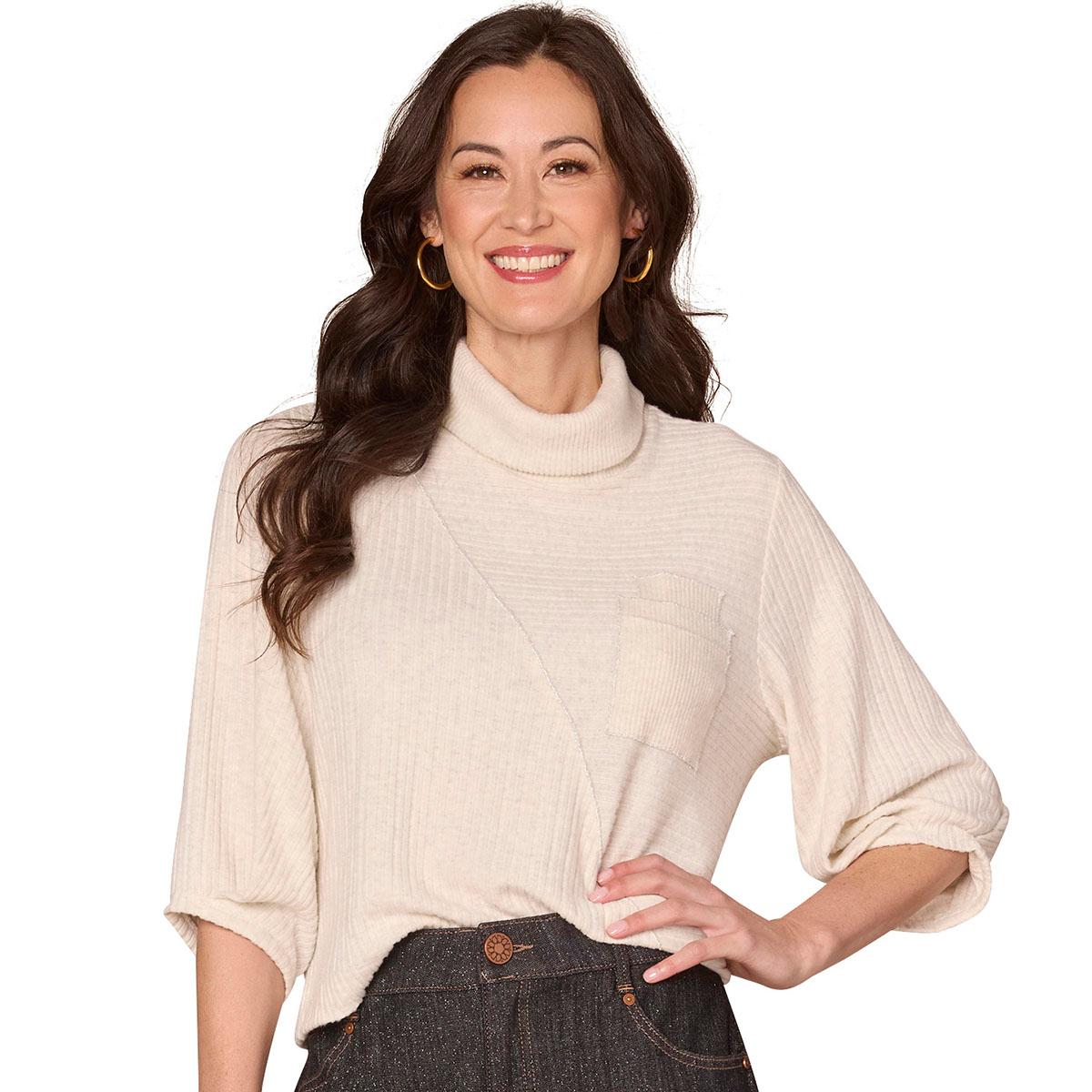 Click here for Womens Democracy Elbow Sleeve Turtleneck Sweater prices