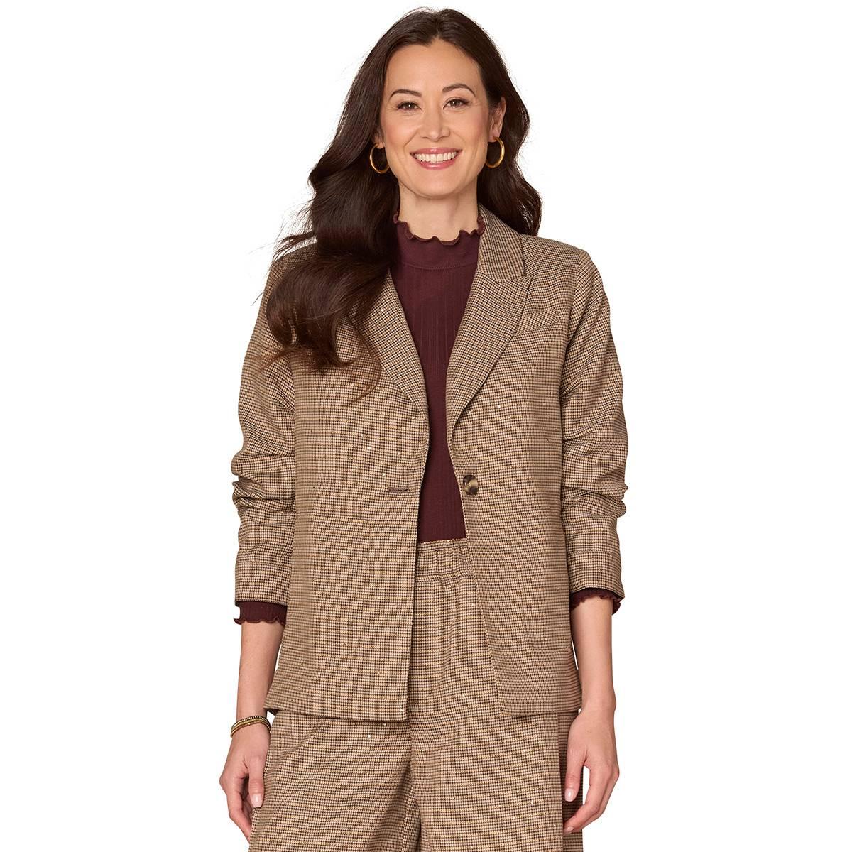 Click here for Womens Democracy Ruched Sleeve Single Button Woven... prices