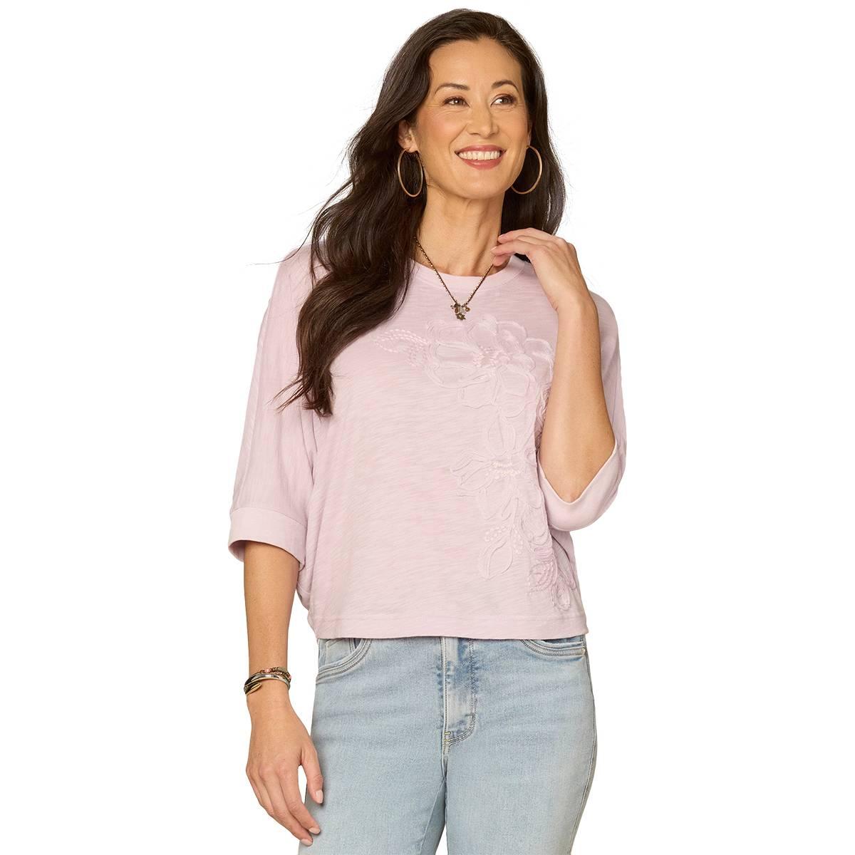 Click here for Womens Democracy 3/4 Dolman Sleeve Floral Embroide... prices