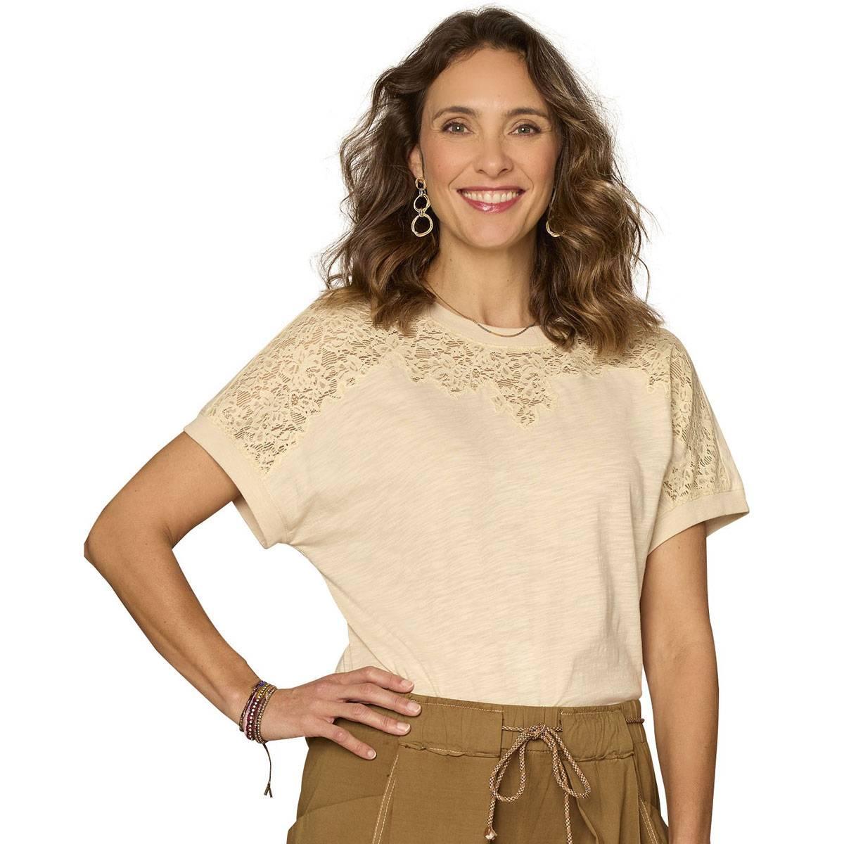 Click here for Womens Democracy Short Sleeve Lace Placket Blouse prices