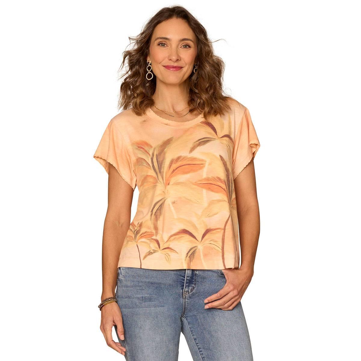 Click here for Womens Democracy Short Sleeve Palm Tree Boyfriend... prices