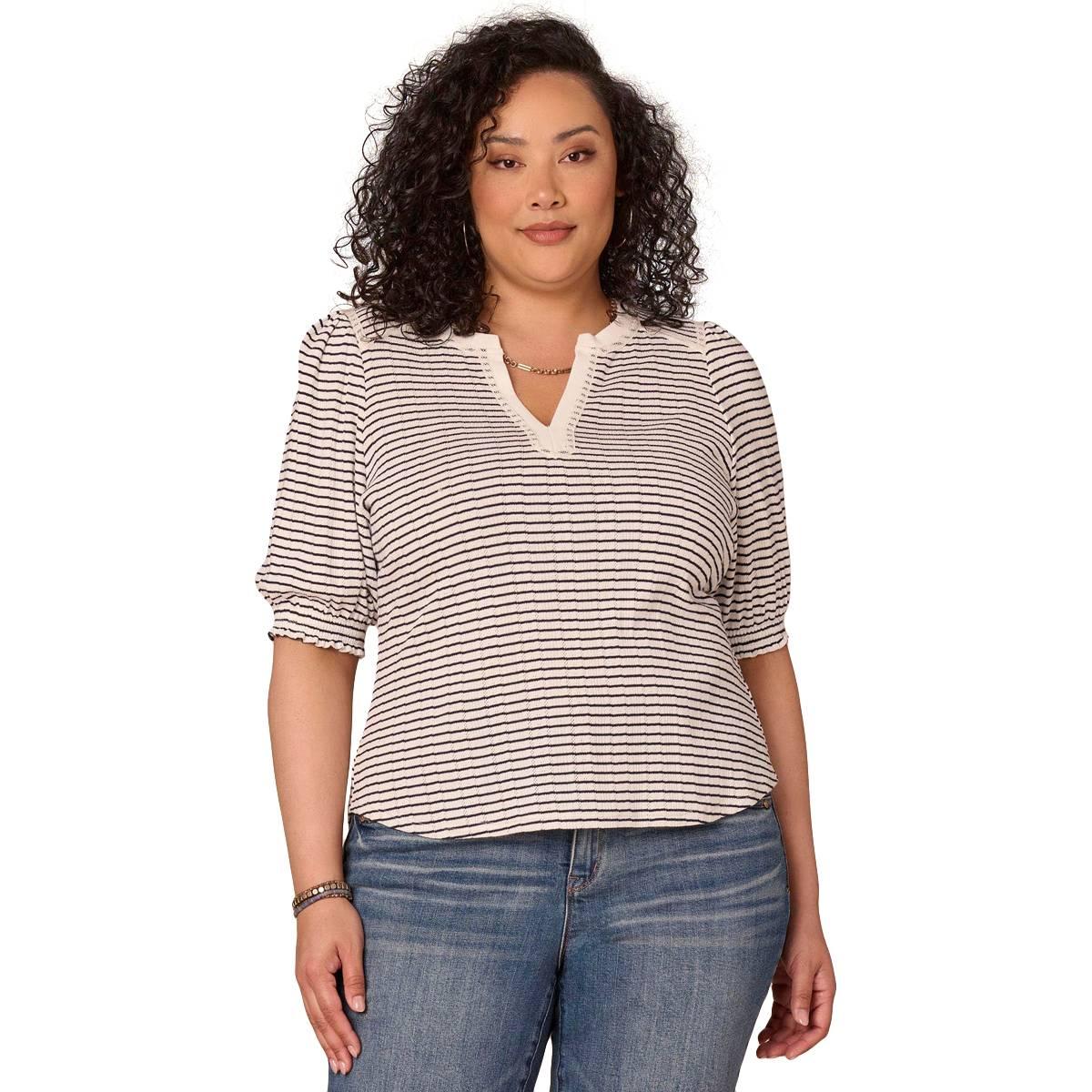 Click here for Plus Size Democracy Elbow Puff Sleeve Split Neck S... prices