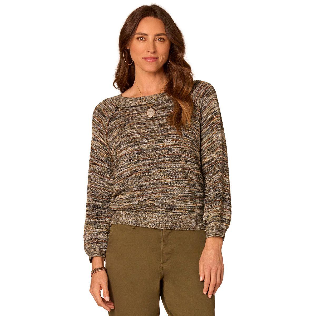 Click here for Plus Size Democracy 3/4 Blouson Sleeve Space Dye S... prices