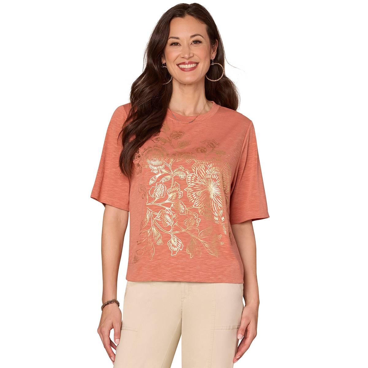 Click here for Plus Size Democracy Elbow Sleeve Foil Screen Tee prices