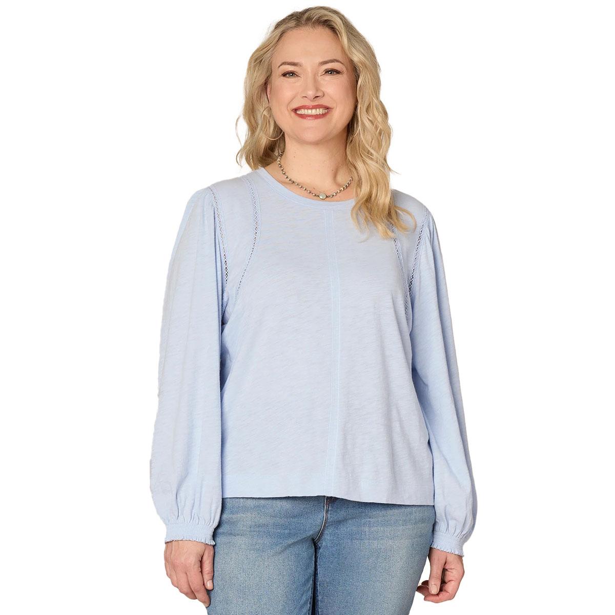 Click here for Plus Size Democracy Crew Neck Crochet Detail Tee prices