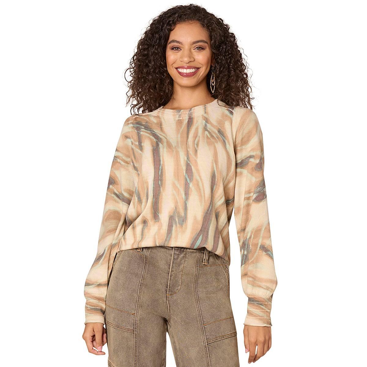 Click here for Plus Size Democracy Long Puff Sleeve Marble Sweate... prices