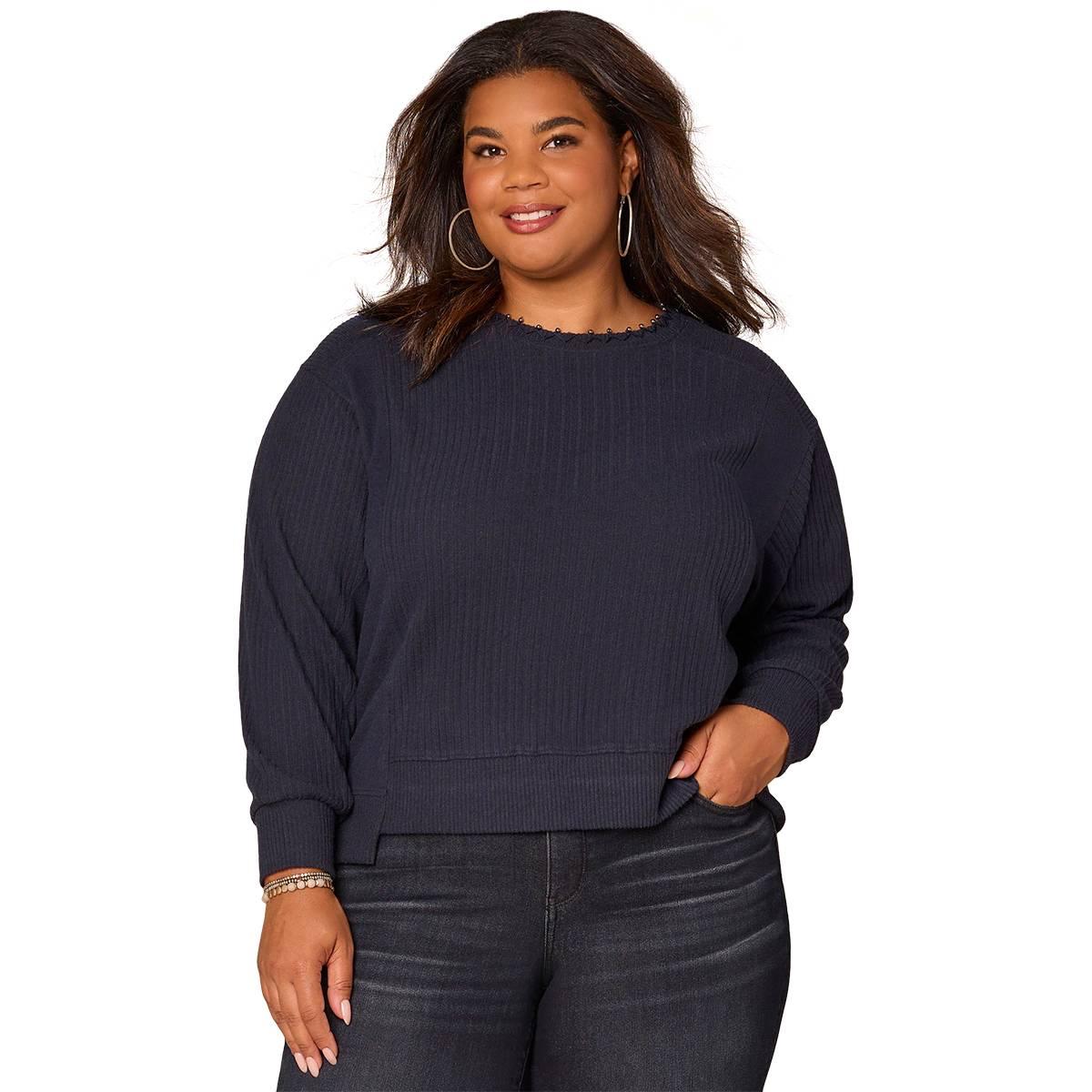 Click here for Plus Size Democracy Long Sleeve Asymmetrical Pearl... prices