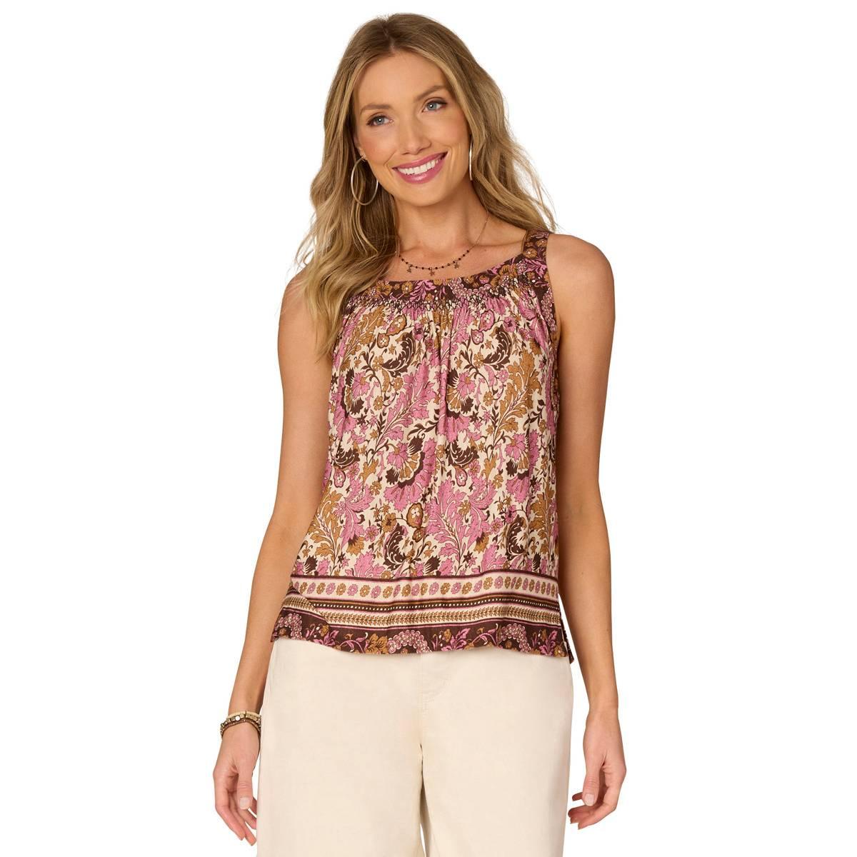 Click here for Womens Democracy Floral Leaf Border Tank Top prices