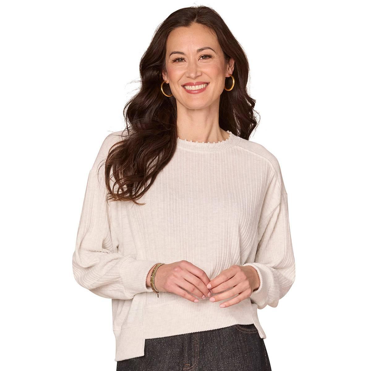 Click here for Petite Democracy Long Sleeve Asymmetrical Pearl Ne... prices