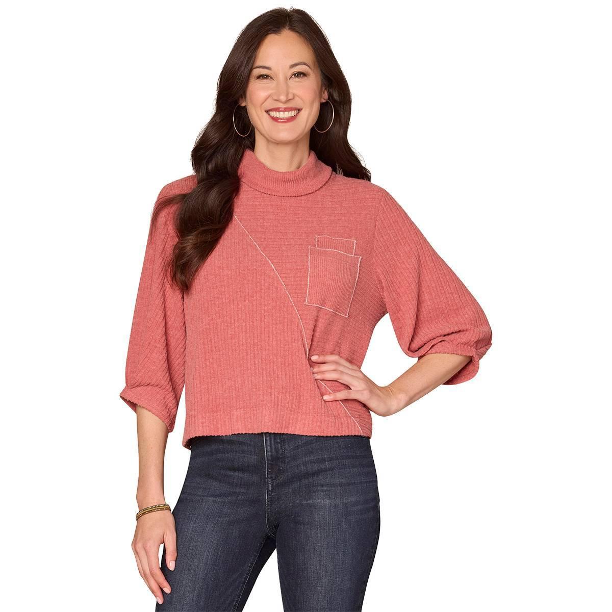Click here for Petite Democracy Elbow Sleeve Turtleneck Sweater prices