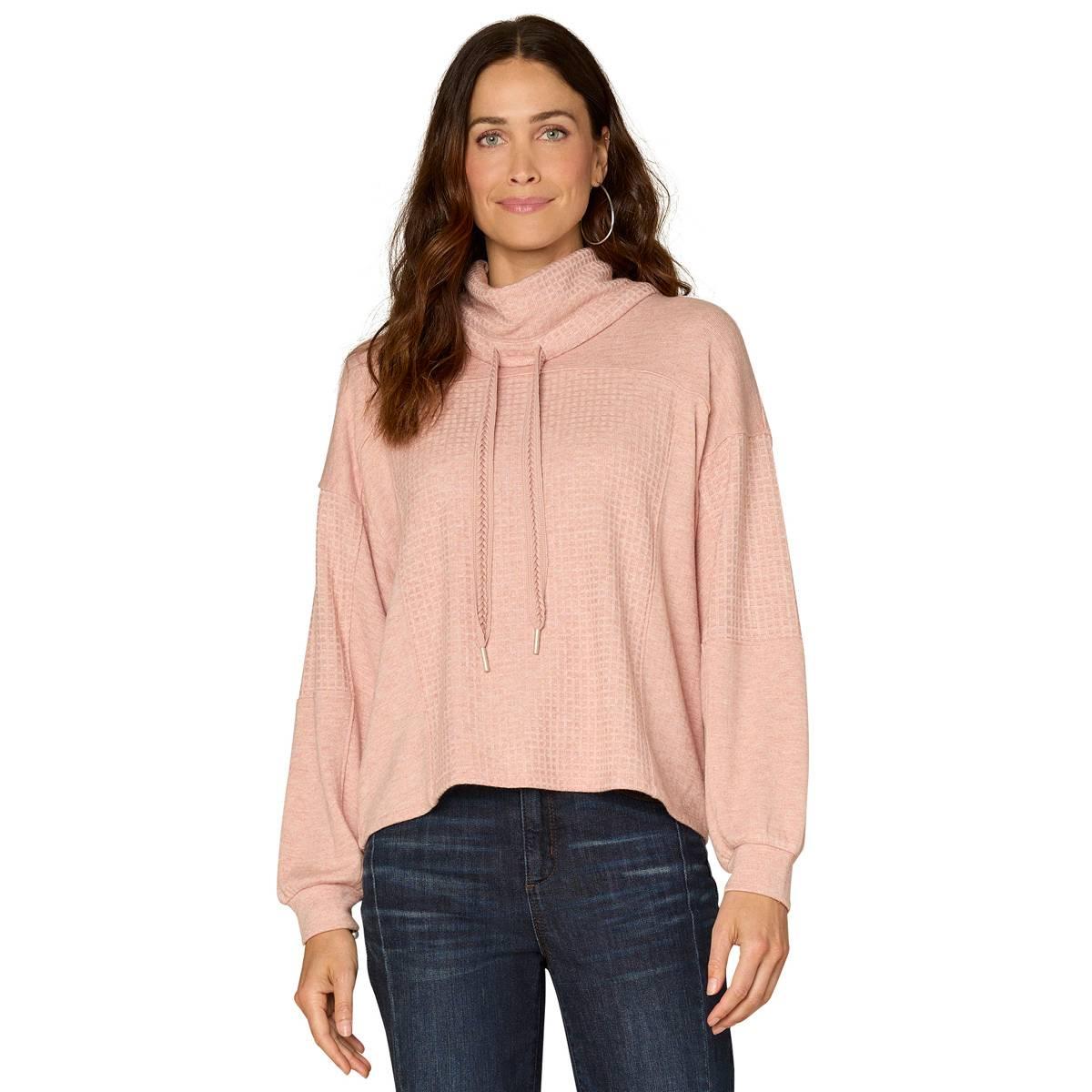 Click here for Petite Democracy Long Sleeve Drawstring Cowl Neck... prices