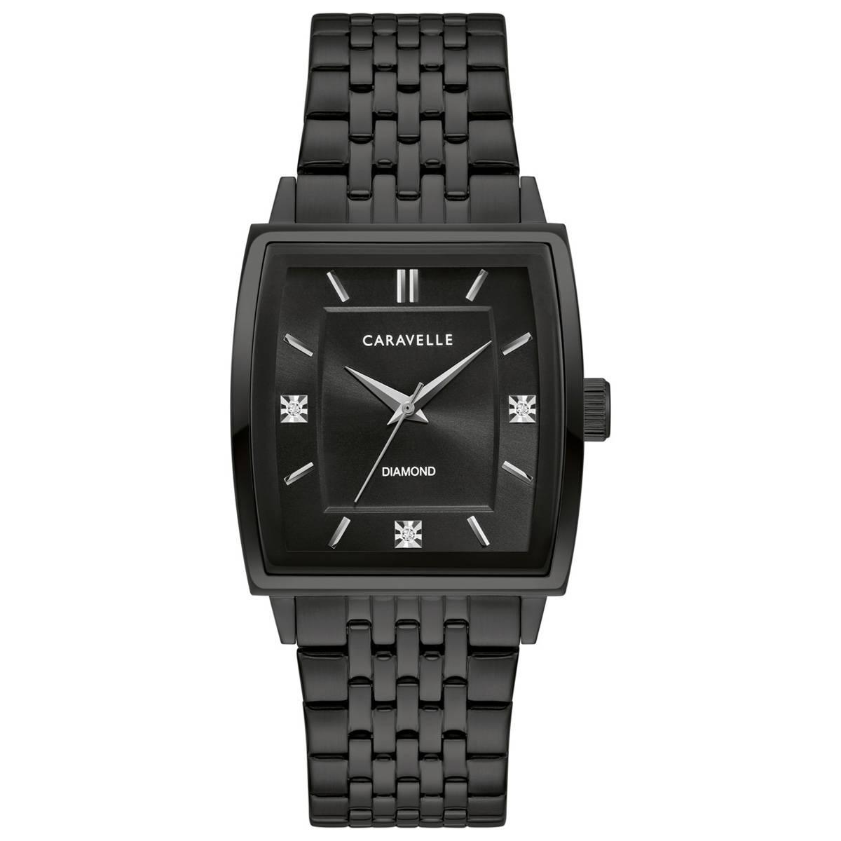 Click here for Mens Caravelle Modern Black IP Stainless Steel Wat... prices
