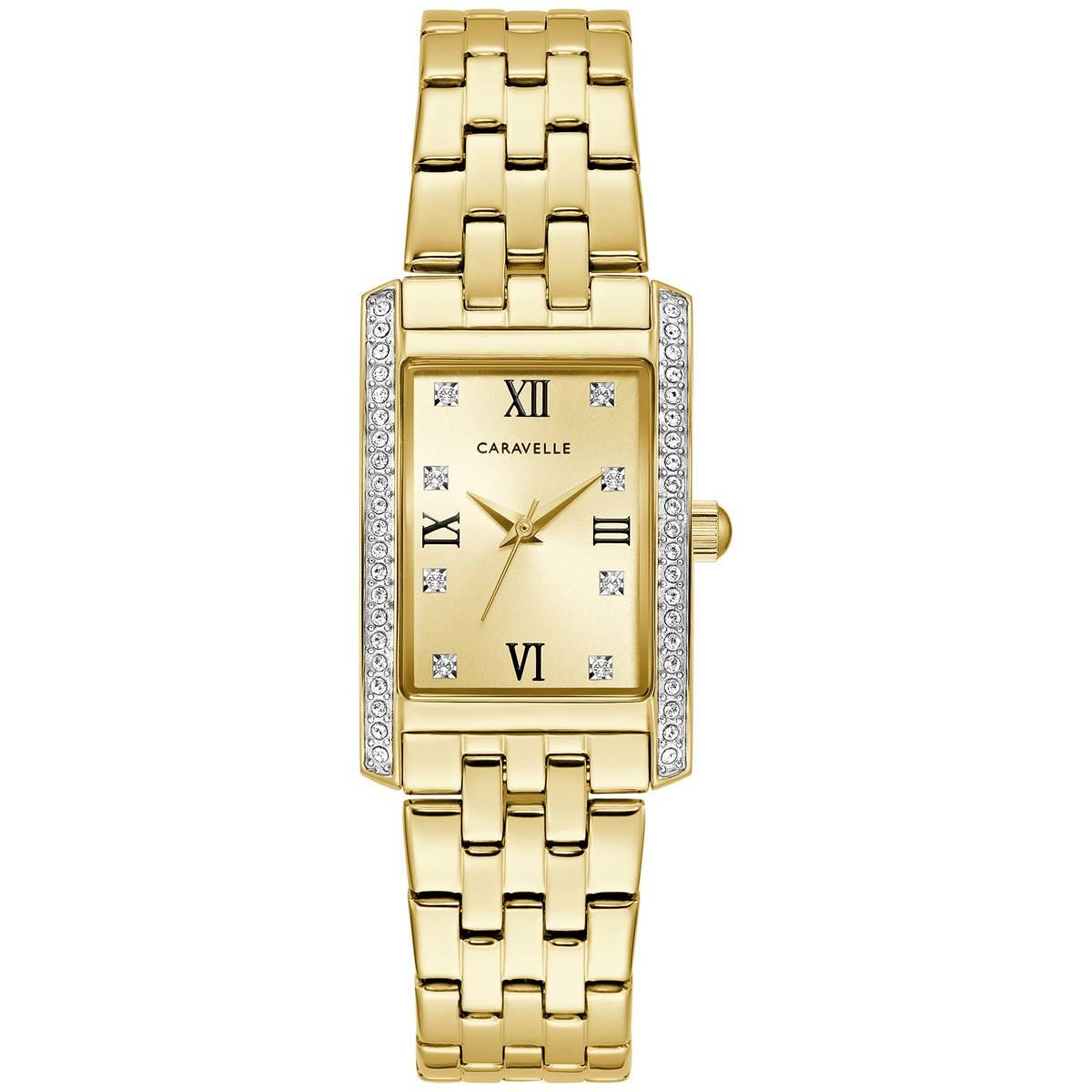 Click here for Womens Caravelle Gold Tone Crystal Accent Watch -... prices