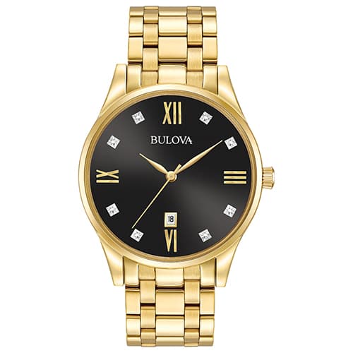 Click here for Mens Bulova Gold-Tone & Diamond Dial Watch - 97D10... prices