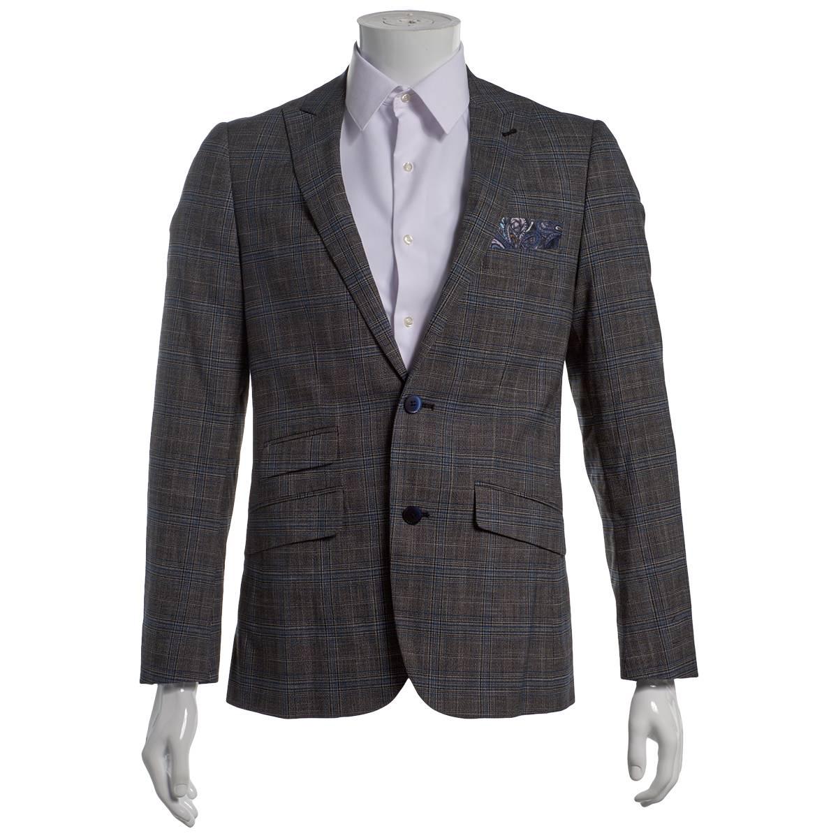 Click here for Mens Paisley & Gray Plaid Peak Jacket - Blue Black prices