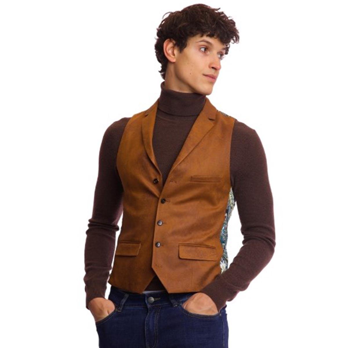 Click here for Mens Paisley & Gray(R) Faux Suede Vest - Cognac prices