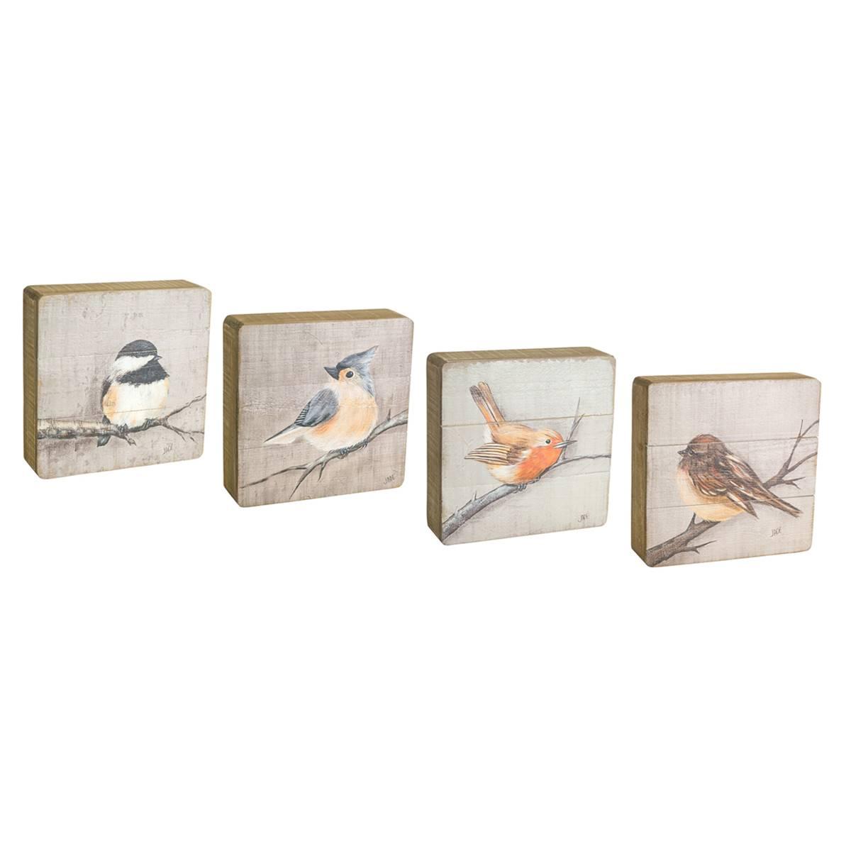 Click here for Melrose Rustic Wood Bird Plaque - Set of 4 prices