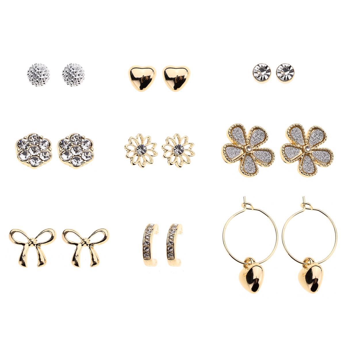 Click here for Ashley 9pr. Gold-Tone Multi-Shape Earrings prices