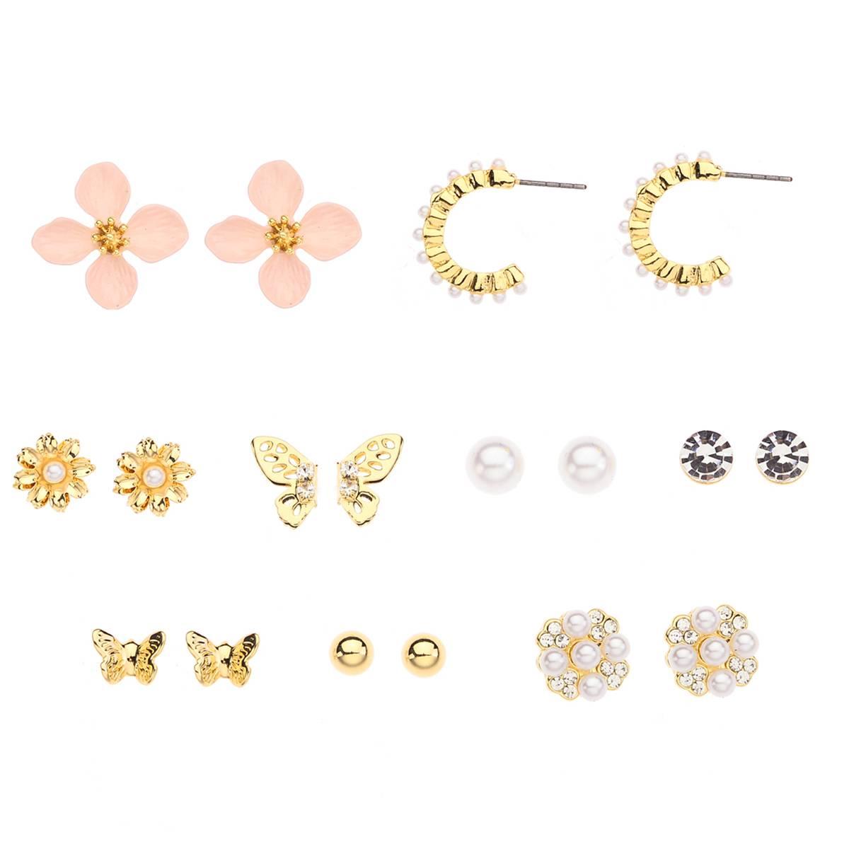Click here for Ashley 9pc. Gold-Tone Multi-Motif Mini-Stud & Hoop... prices