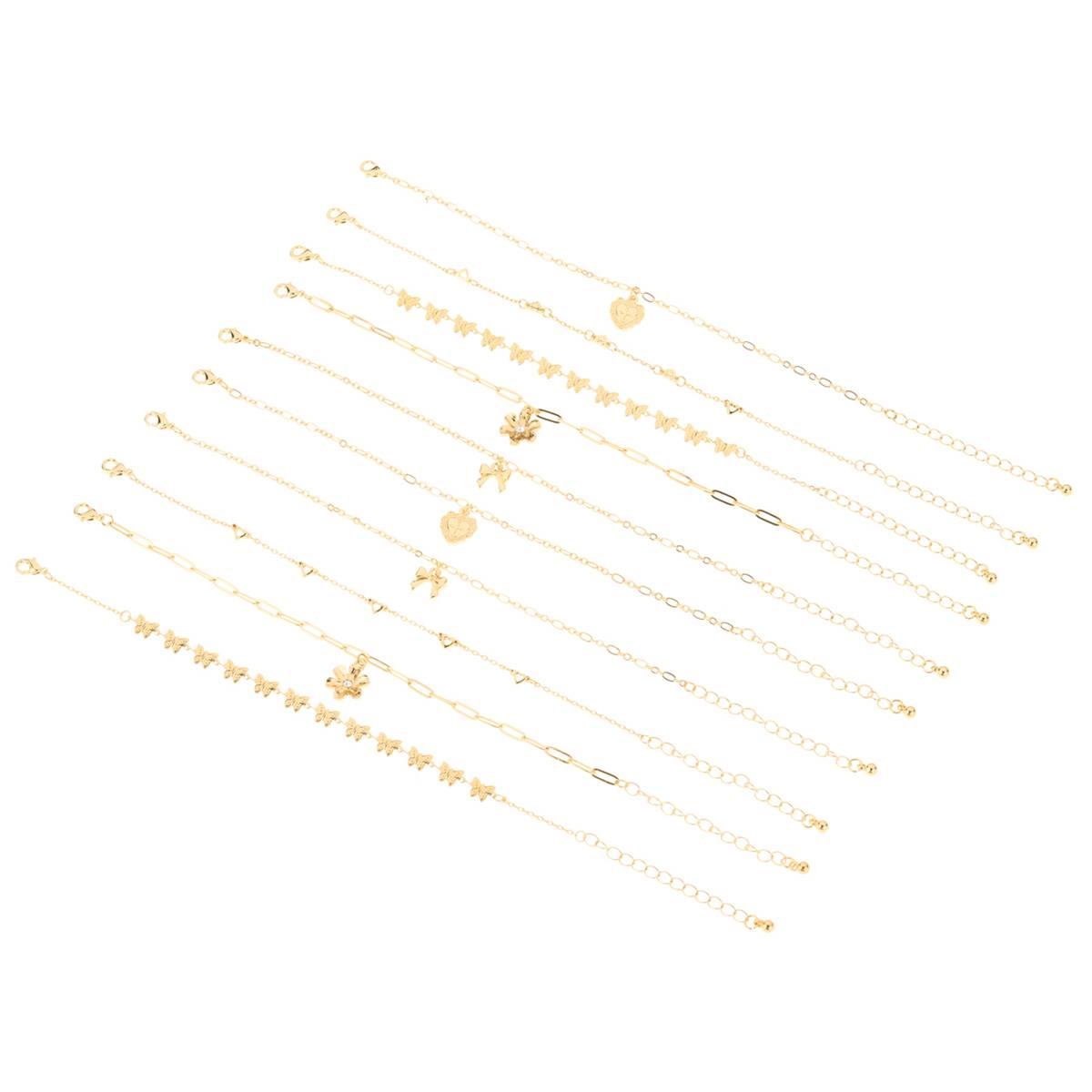 Click here for Ashley Gold-Tone Butterfly/Hearts/Bows Bracelet Se... prices