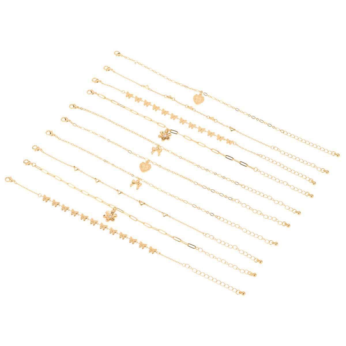 Click here for Ashley Gold-Tone Butterfly/Hearts/Bows Bracelet Se... prices