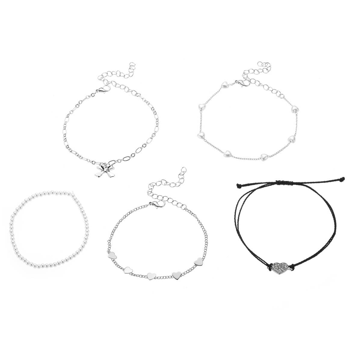 Click here for Ashley 5pc. Bow & Heart Bracelet Set prices