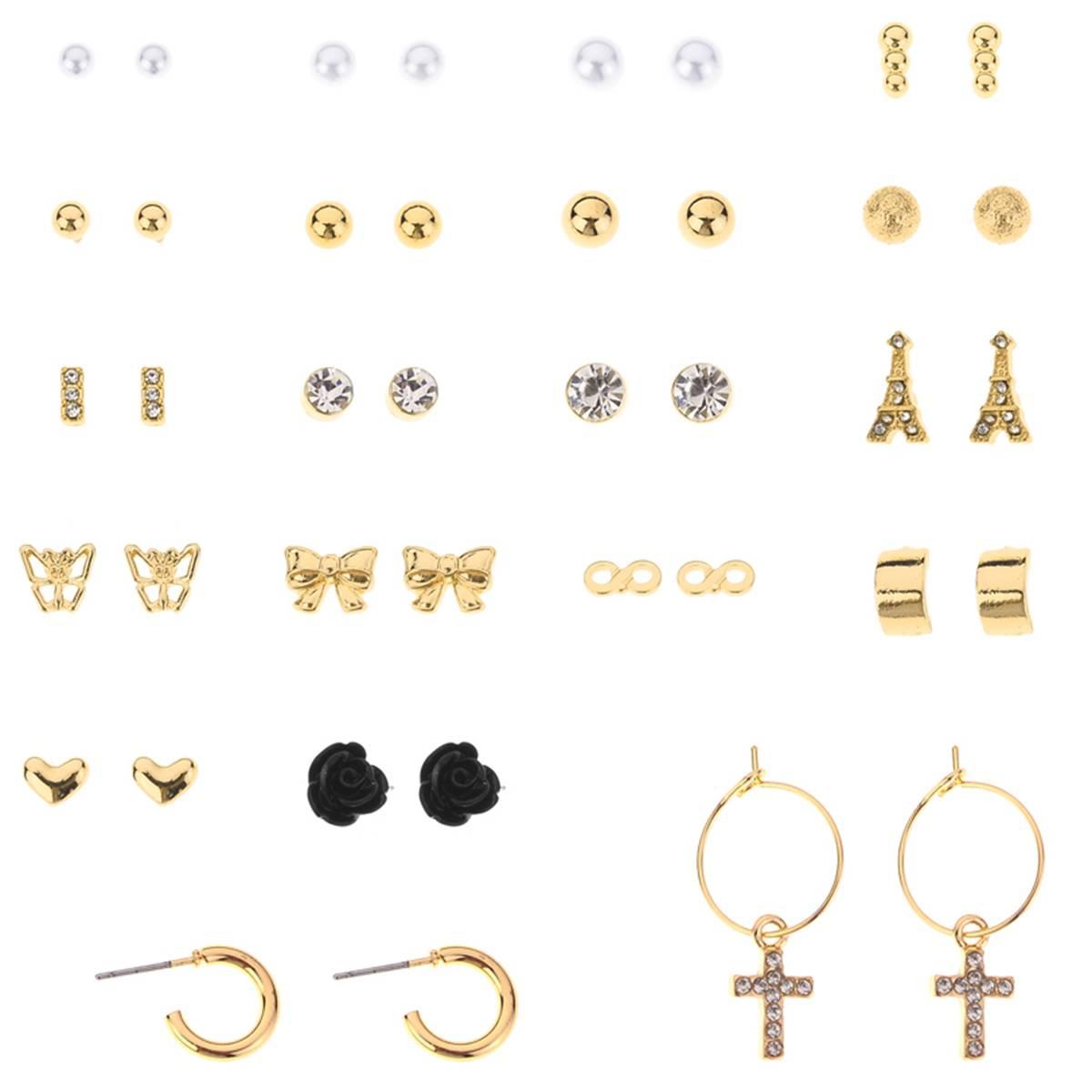 Click here for Ashley 20pk. Gold-Tone and Pearl Earring Set prices