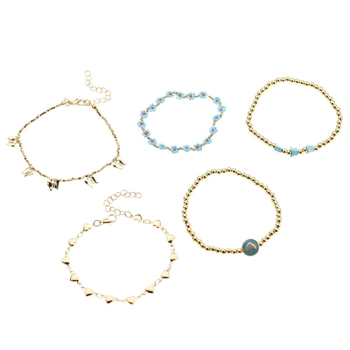 Click here for Ashley 5pc. Butterfly & Heart Metal & Beaded Brace... prices