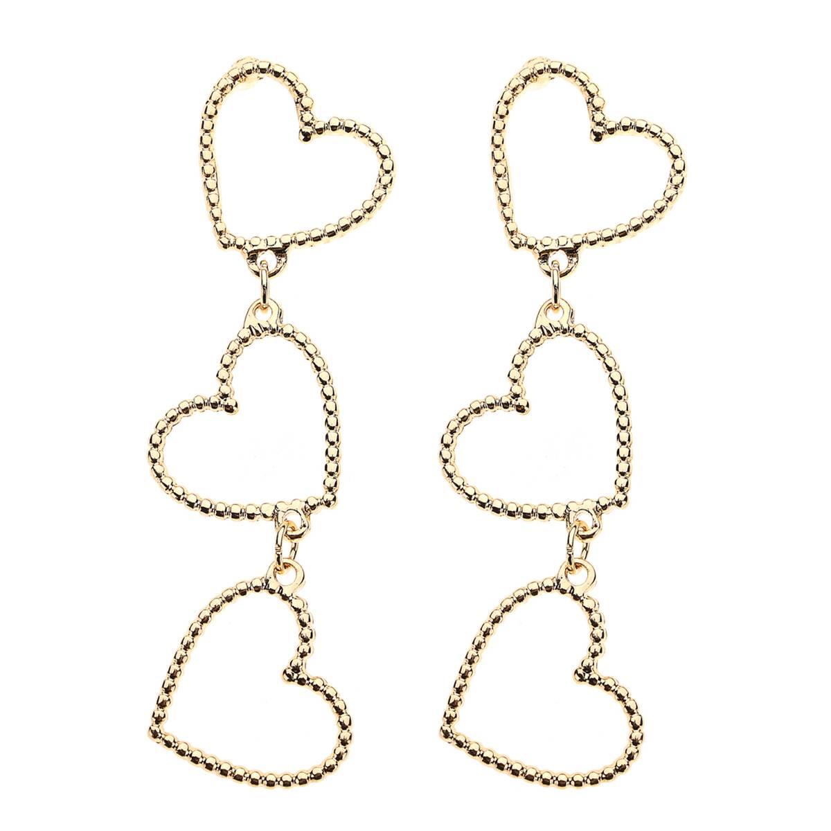 Click here for Ashley Gold-Tone 3-Tier Heart Dangle Earrings prices