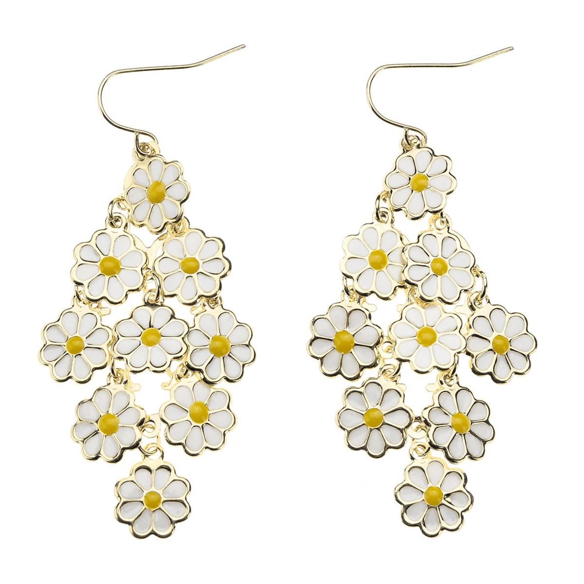 Click here for Ashley Gold-Tone White & Yellow Daisy Flower Dangl... prices