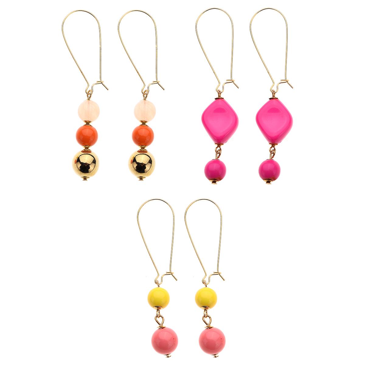 Click here for Ashley Cooper(tm) 3pr. Multi Color Beaded Drop Ear... prices