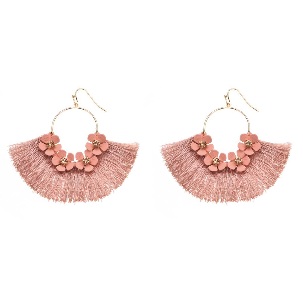 Click here for Ashley Cooper(tm) Pink Gold Flower Fringe Drop Ear... prices