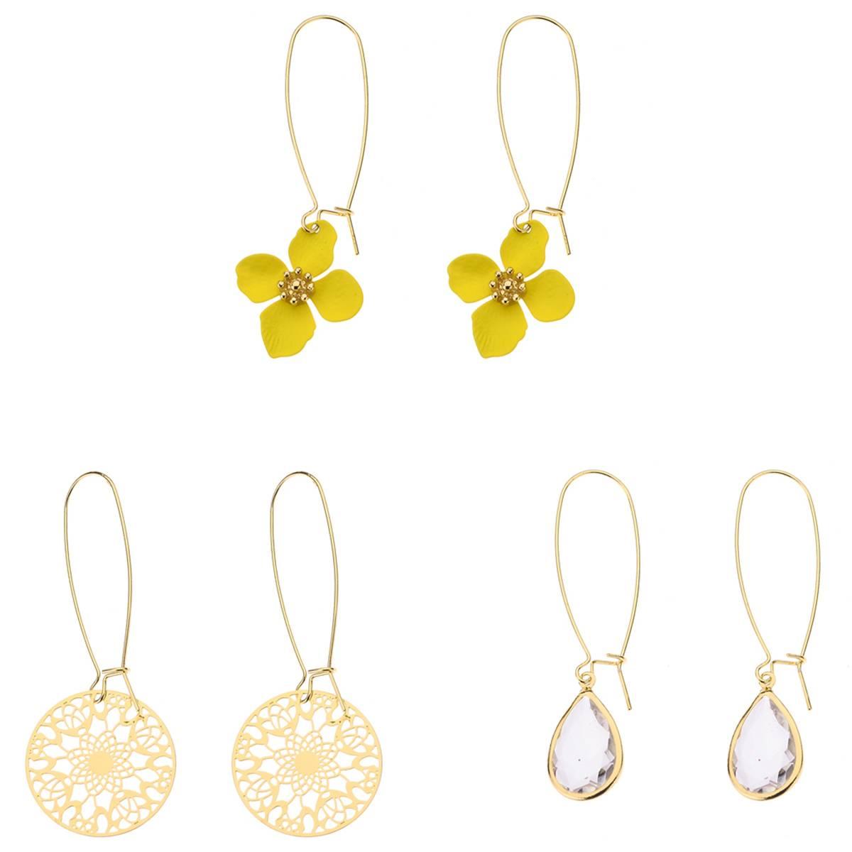 Click here for Ashley Cooper(tm) Gold-Tone Yellow Flower Trio Ear... prices