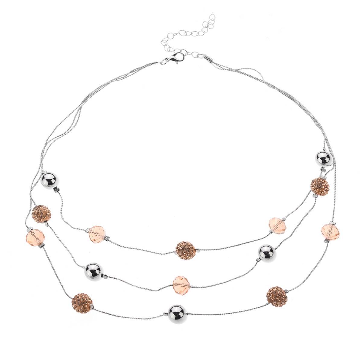 Click here for Ashley Cooper(tm) Silver Pink Beaded 3-Row Layered... prices