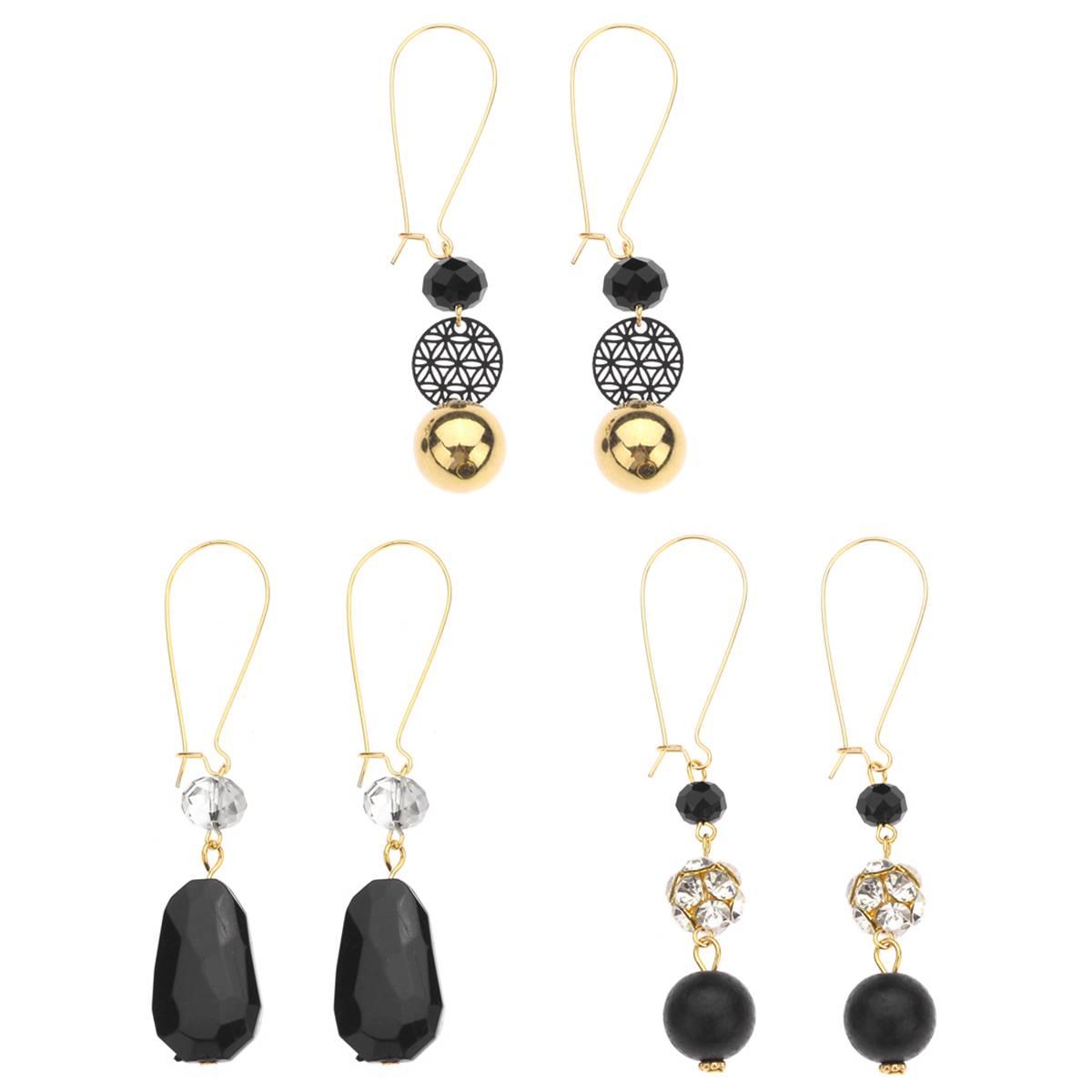 Click here for Ashley Cooper(tm) Beaded Rhinestone Drop Trio Earr... prices