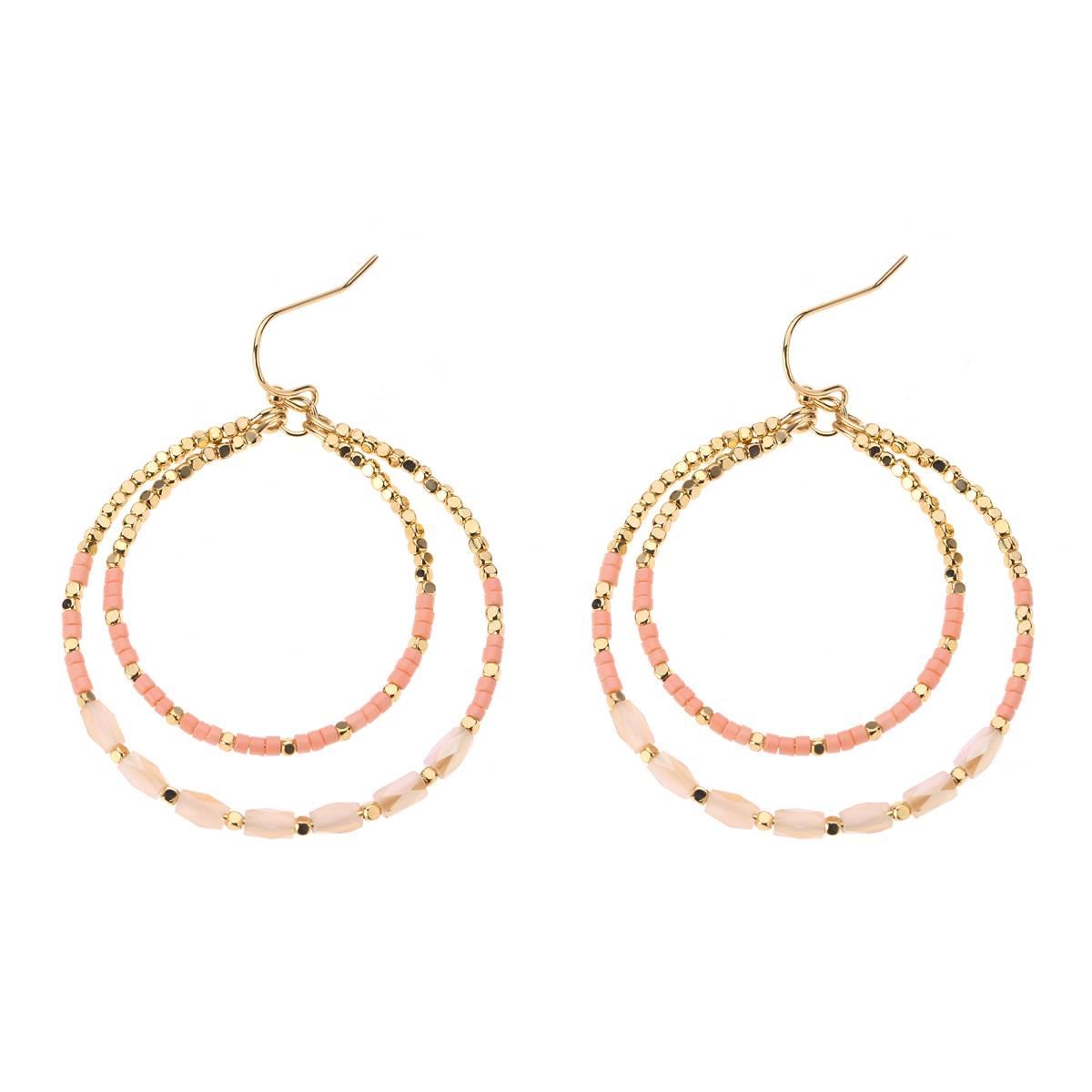 Click here for Ashley Cooper(tm) Pink Gold Beaded Hoop Earrings prices