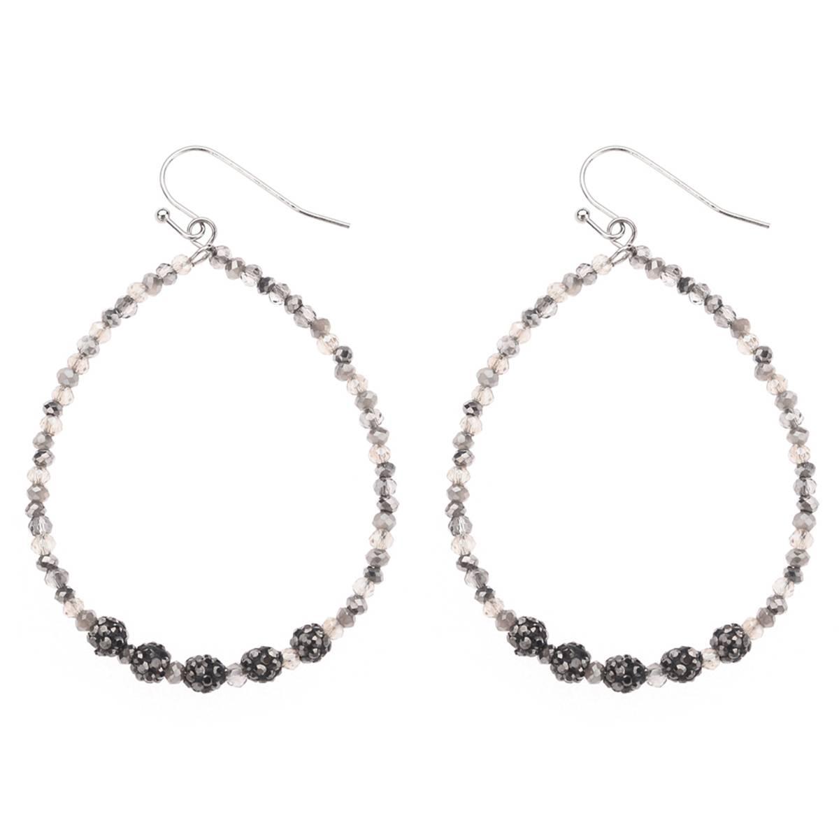 Click here for Ashley Cooper(tm) Hematite-Tone Beaded Hoop Earrin... prices