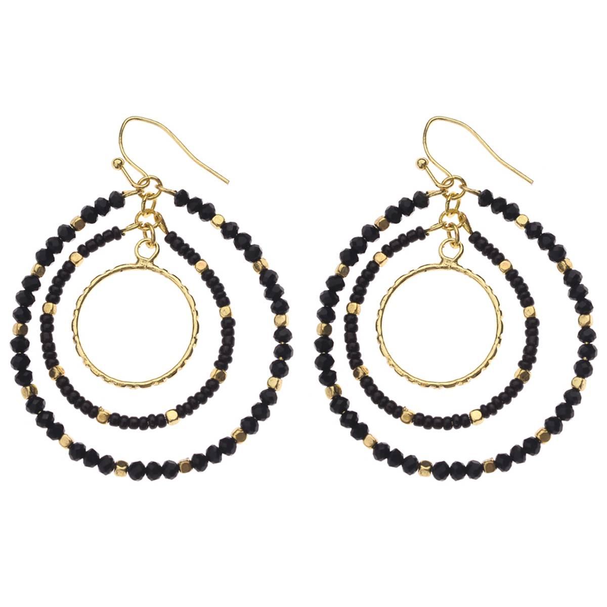 Click here for Ashley Cooper(tm) Black & Gold-Tone Multi-Drop Hoo... prices