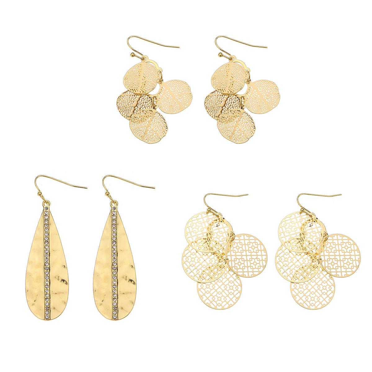 Click here for Ashley Cooper(tm) Trio Gold-Tone Filigree Drop Ear... prices