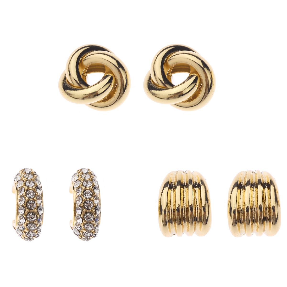 Click here for Ashley Cooper(tm) Trio Gold-Tone Knot & Hoop Earri... prices