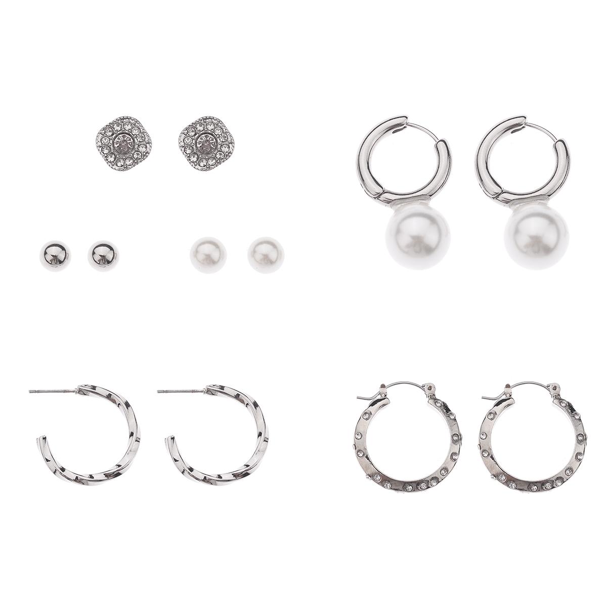 Click here for Ashley Cooper(tm) 6pr. Silver-Tone Post & Hoop Ear... prices