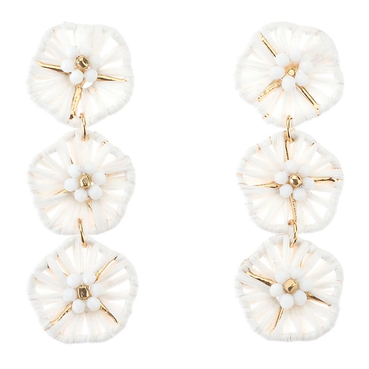 Click here for Ashley Cooper(tm) White 3 Tier Raffia Flower Earri... prices